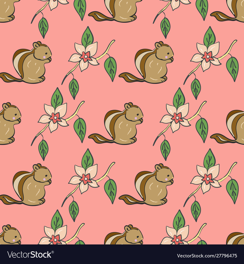 Cute chipmunk repeat seamless pattern print Vector Image