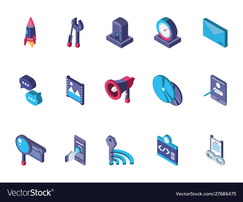 Data Internet Technology Isometric Icons Set Vector Image