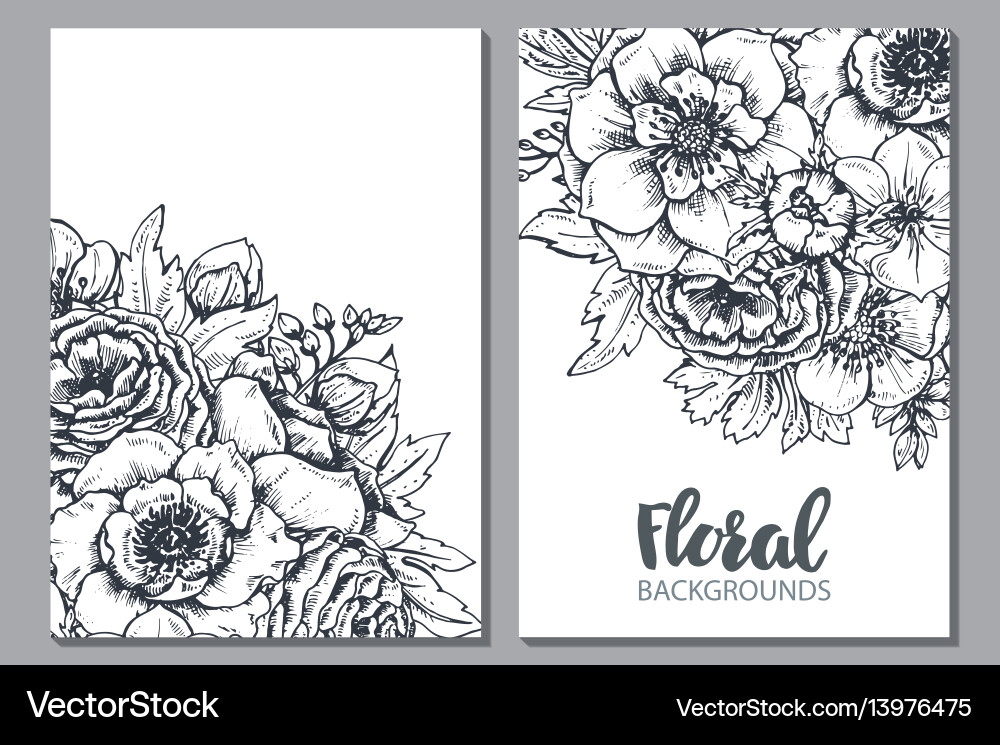 Floral backgrounds with hand drawn spring flowers Vector Image