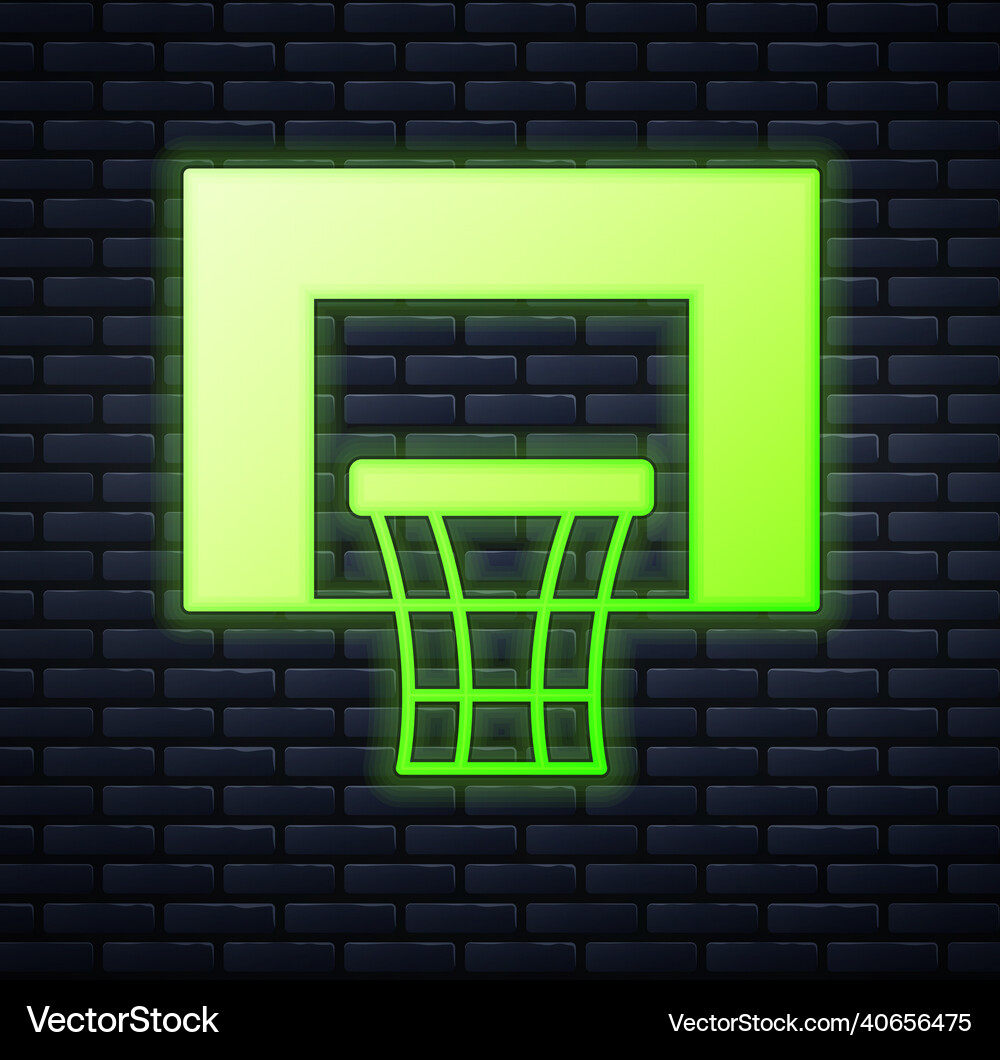 Glowing neon basketball backboard icon isolated Vector Image