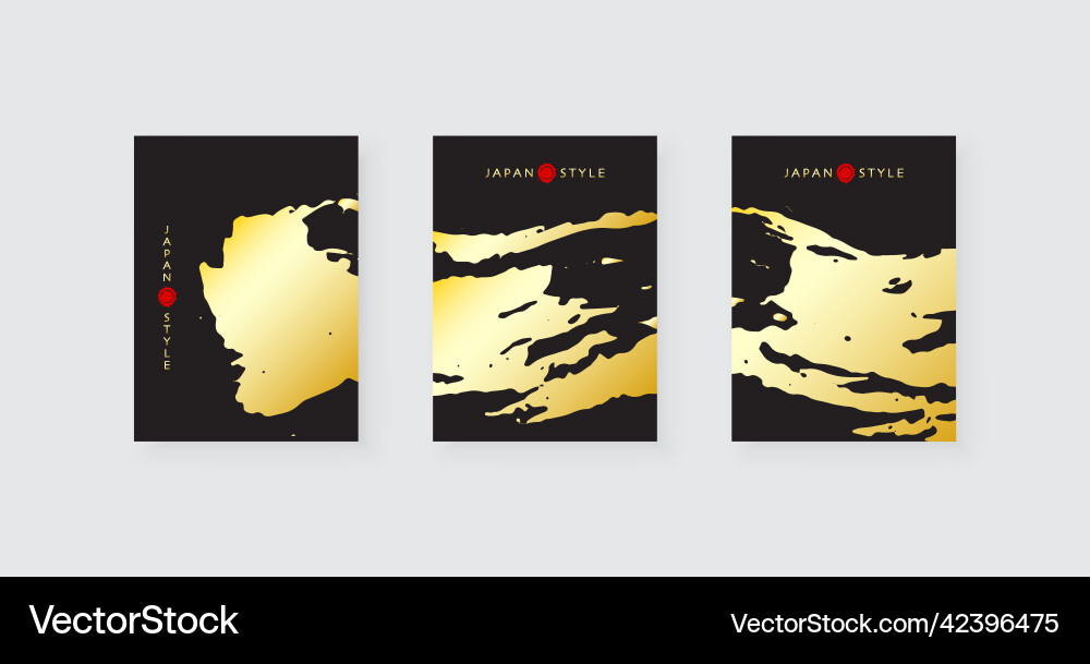 Golden ink brush stroke on black background Vector Image
