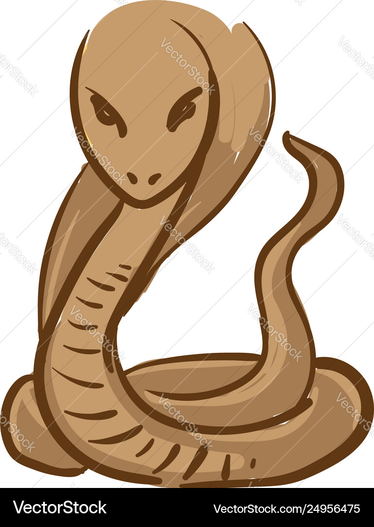 Painting a brown snake looking ferocious and Vector Image