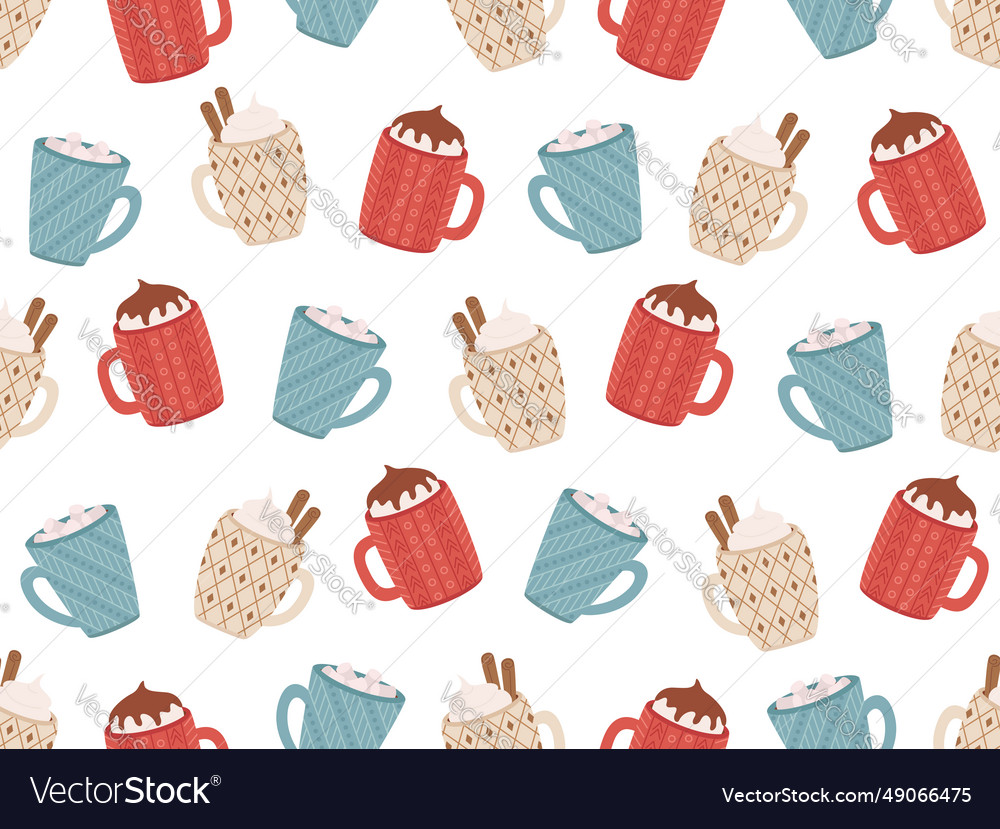 Pattern cups mugs Royalty Free Vector Image - VectorStock