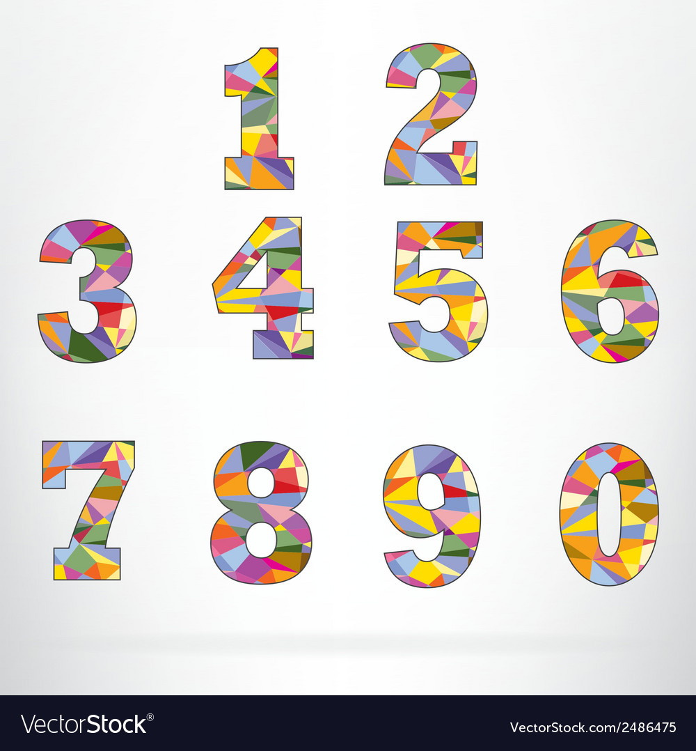 Polygon number alphabet colorful font style Vector Image Polygon number alphabet colorful font style Vector Image