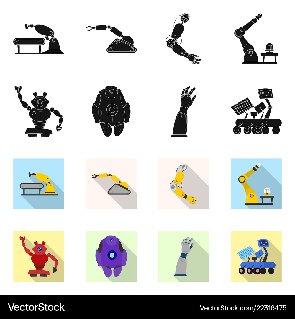 Robot and factory symbol Royalty Free Vector Image