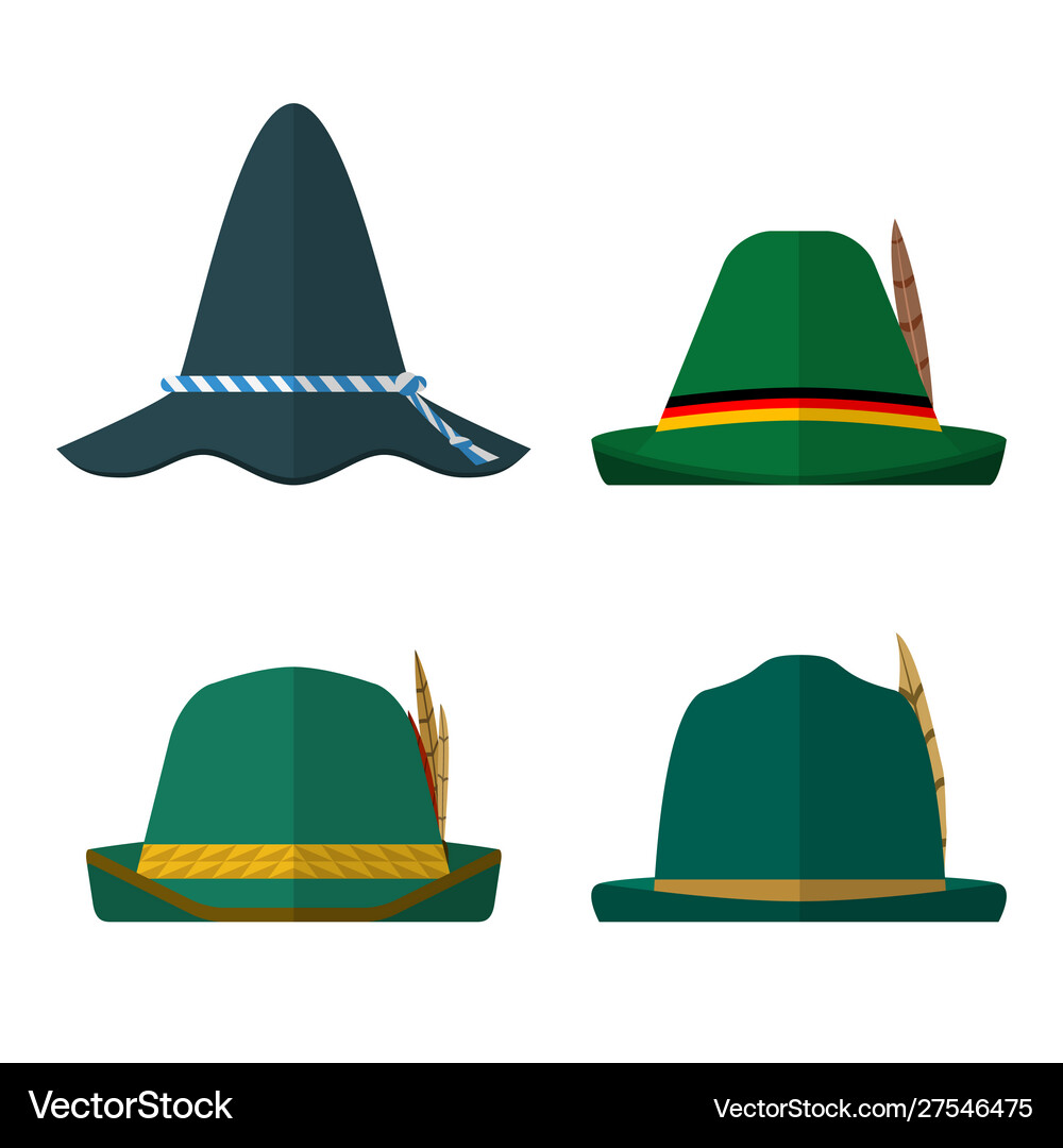 Set flat design traditional green hats Royalty Free Vector