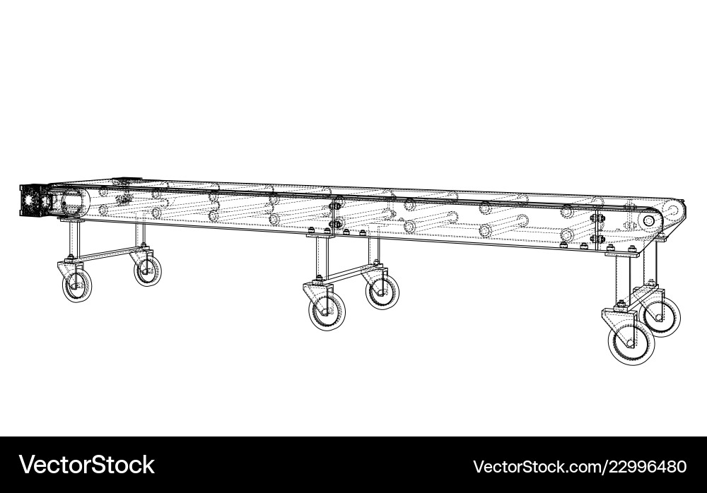 3d outline conveyor belt rendering of Royalty Free Vector