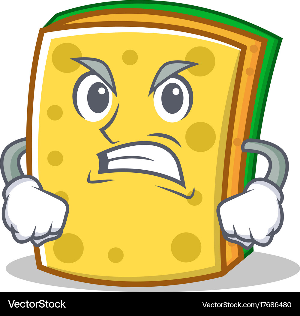 Angry sponge cartoon character funny Royalty Free Vector