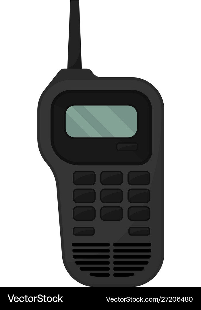 Black walkie talkie with screen and antenna Vector Image