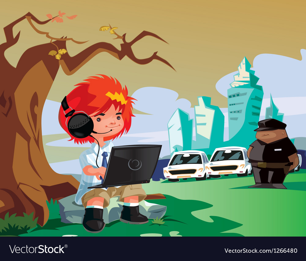 Boy with tech Royalty Free Vector Image - VectorStock