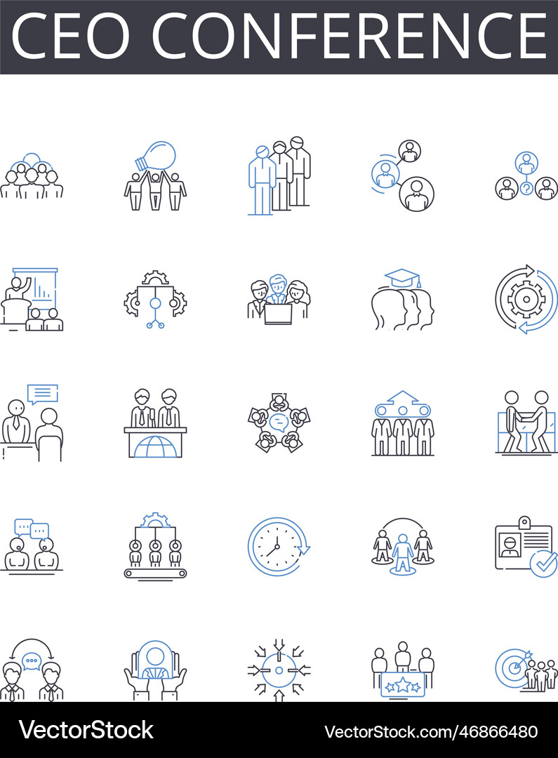 Ceo conference line icons collection manager Vector Image