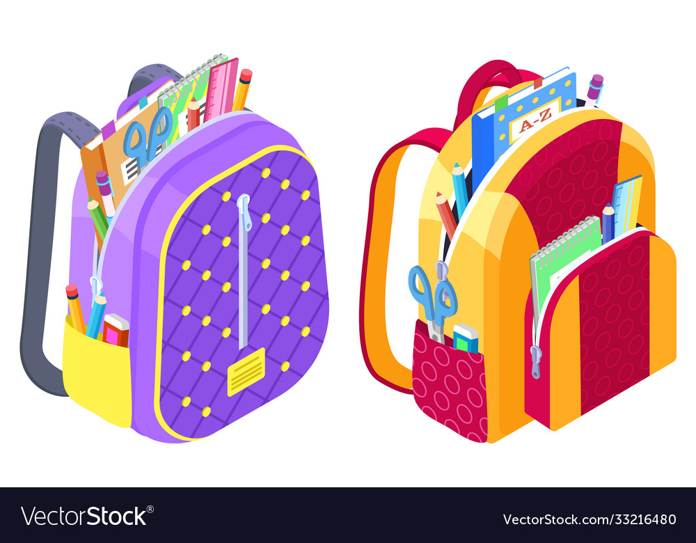 Colored school backpack back Royalty Free Vector Image