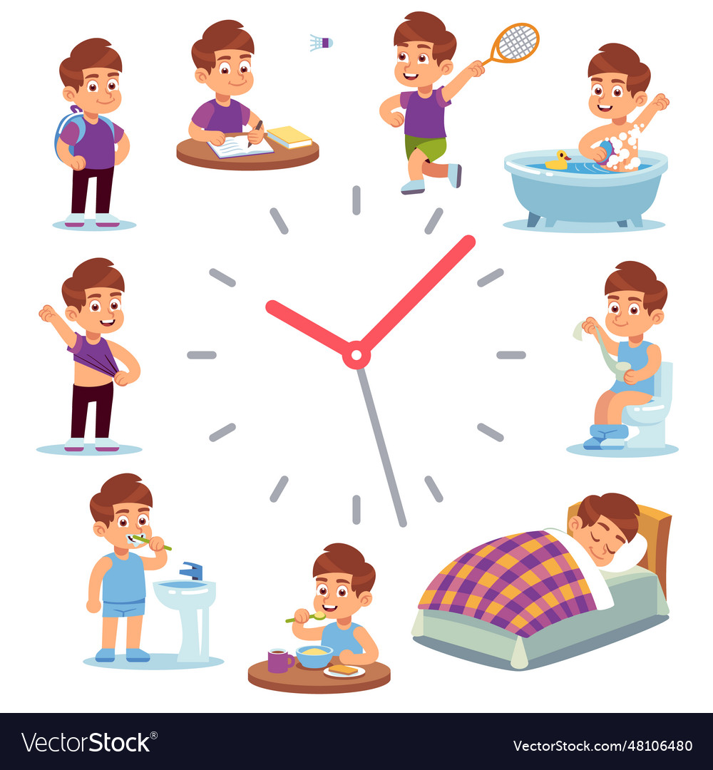 Daily routine clocks daily routine clocks Vector Image