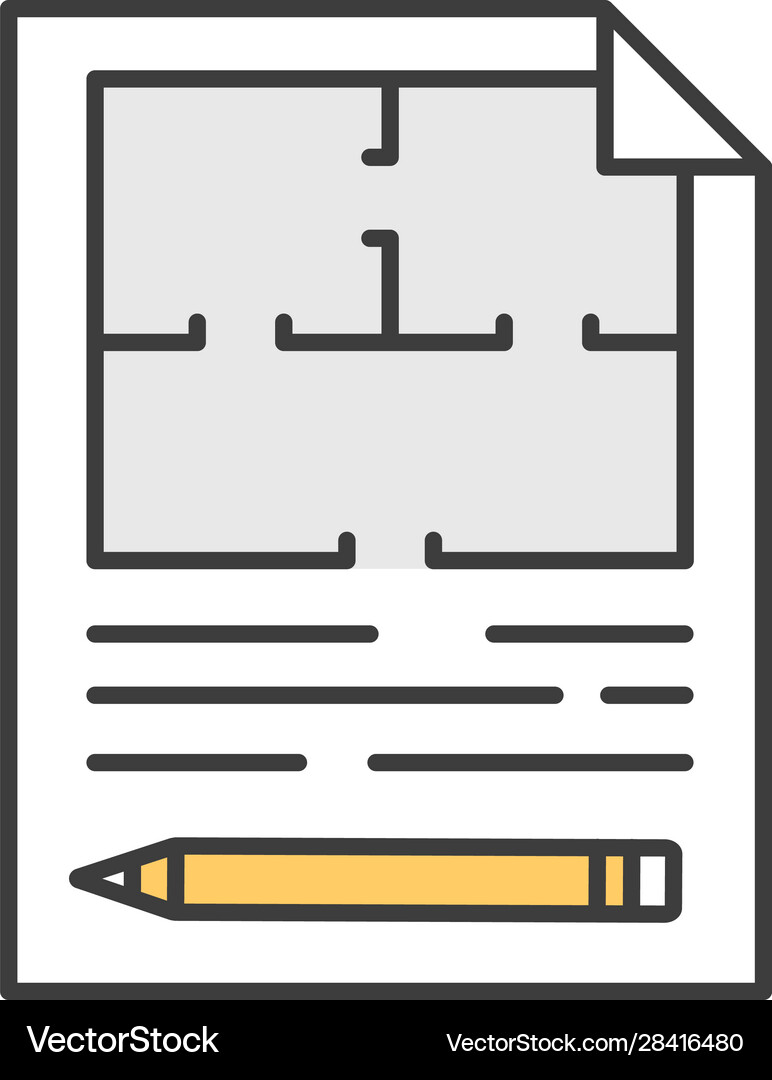 Floor plan flat blueprint with pencil color icon Vector Image