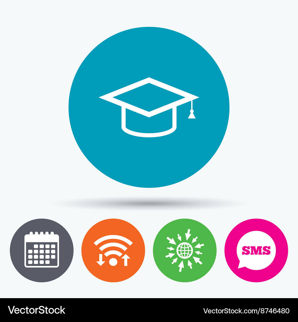 Graduation cap sign icon education symbol Vector Image
