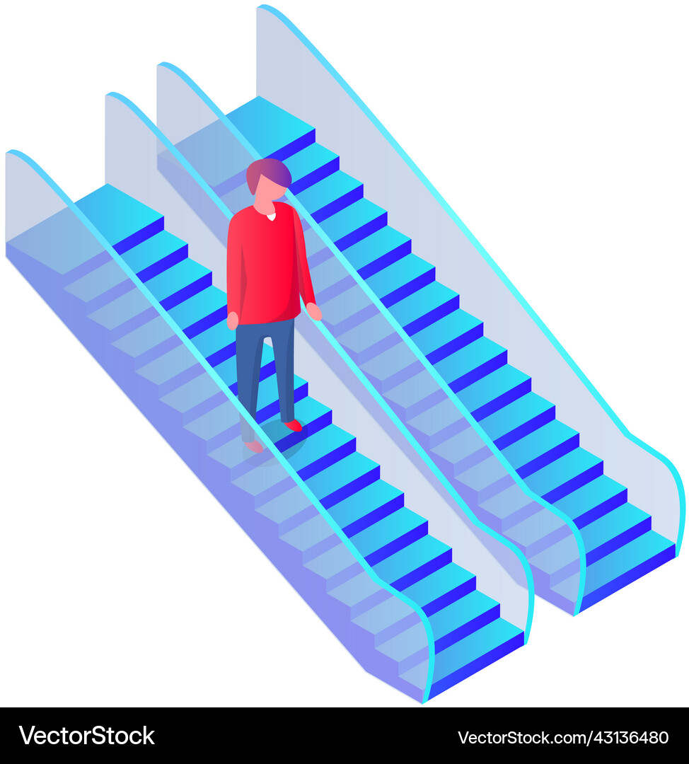 Inclined staircase with steps for moving people Vector Image