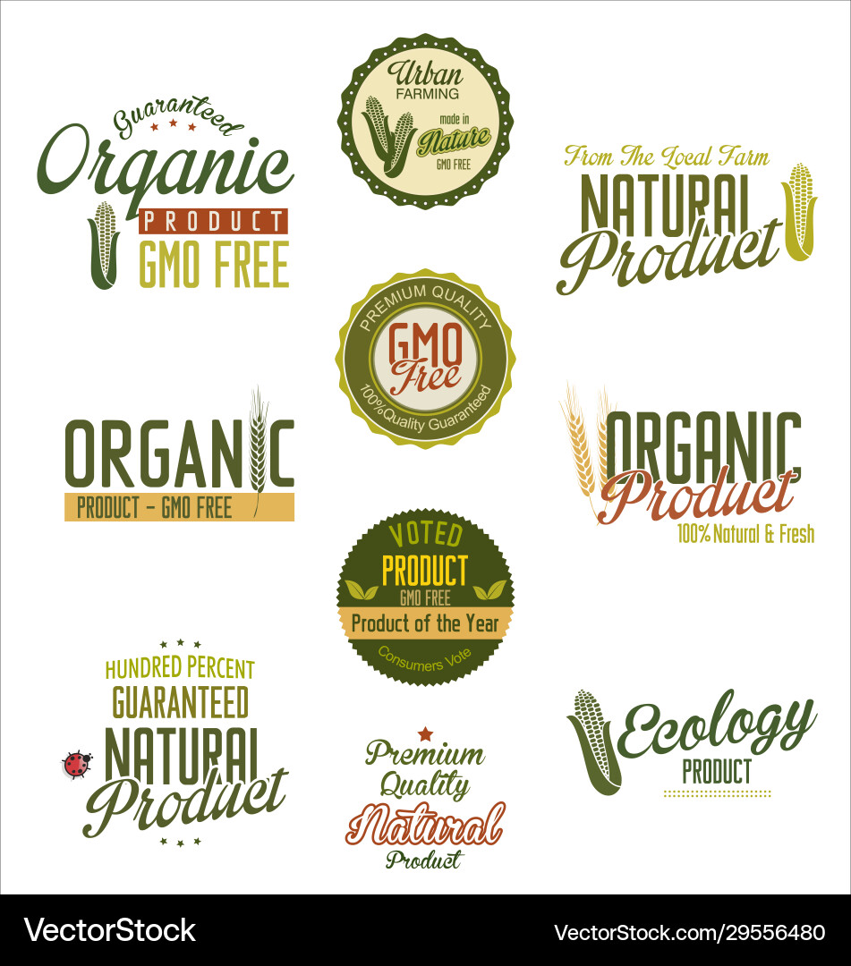 Organic natural product labels Royalty Free Vector Image