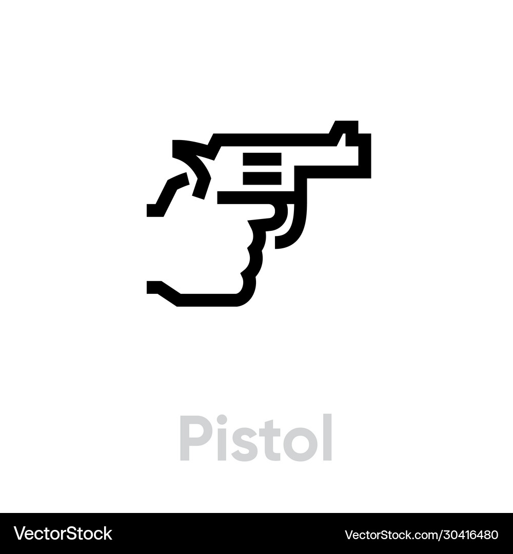 Pistol gun shot icon editable line Royalty Free Vector Image