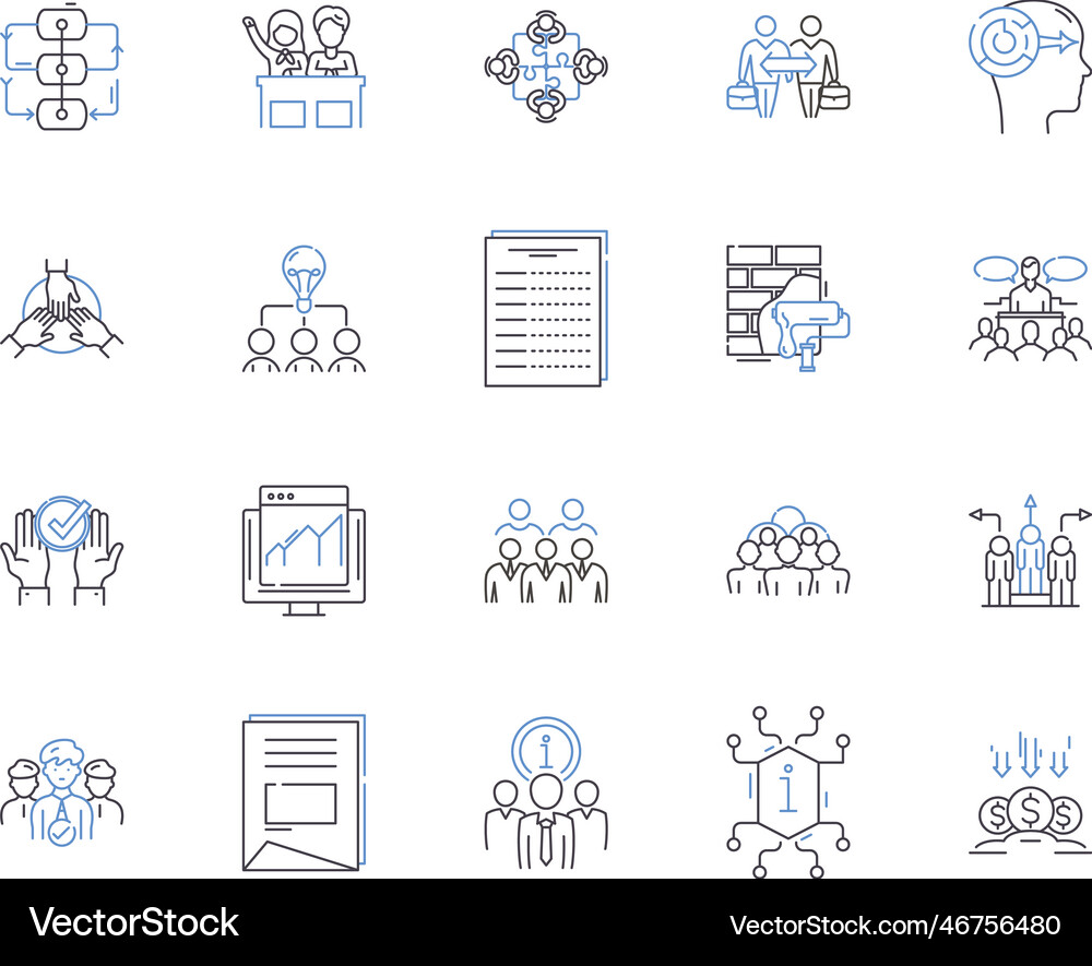 Teambuilding icons outline collection team Vector Image