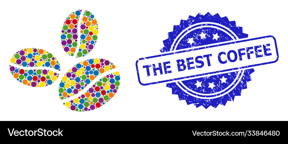 Textured the best coffee stamp and bright colored Vector Image