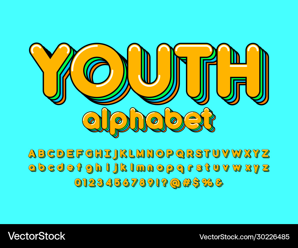 3d colour font Royalty Free Vector Image - VectorStock