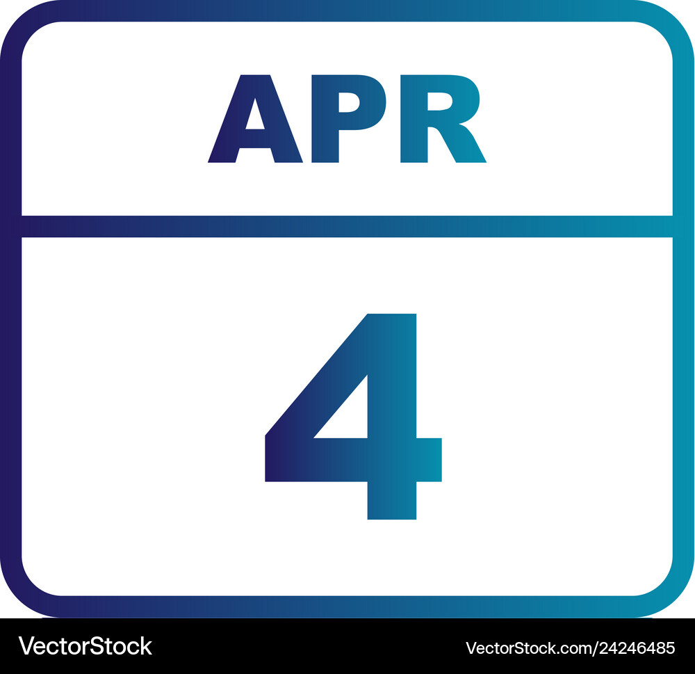 April 4th date on a single day calendar Royalty Free Vector