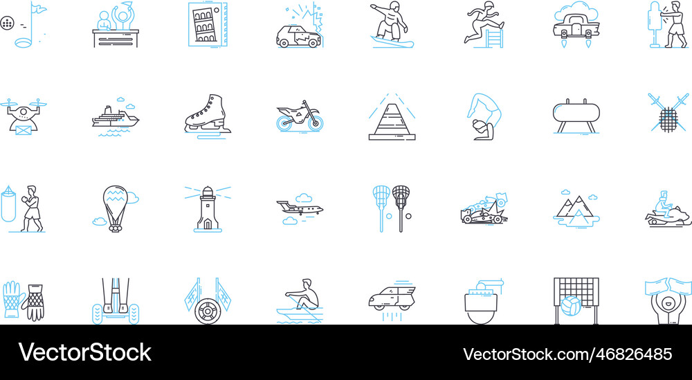 Fun pursuit linear icons set adventure joy Vector Image