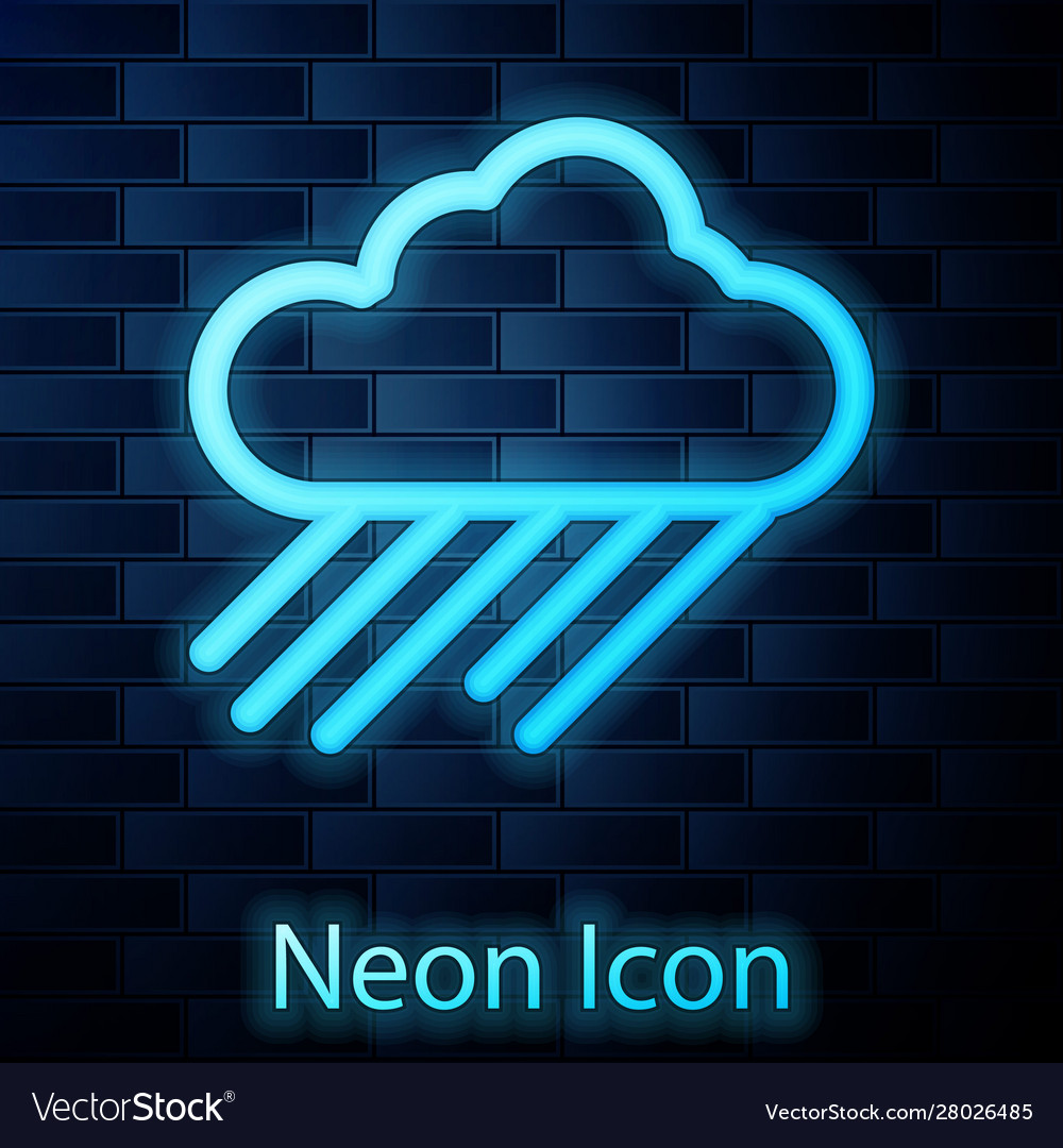 Glowing neon cloud with rain icon isolated Vector Image