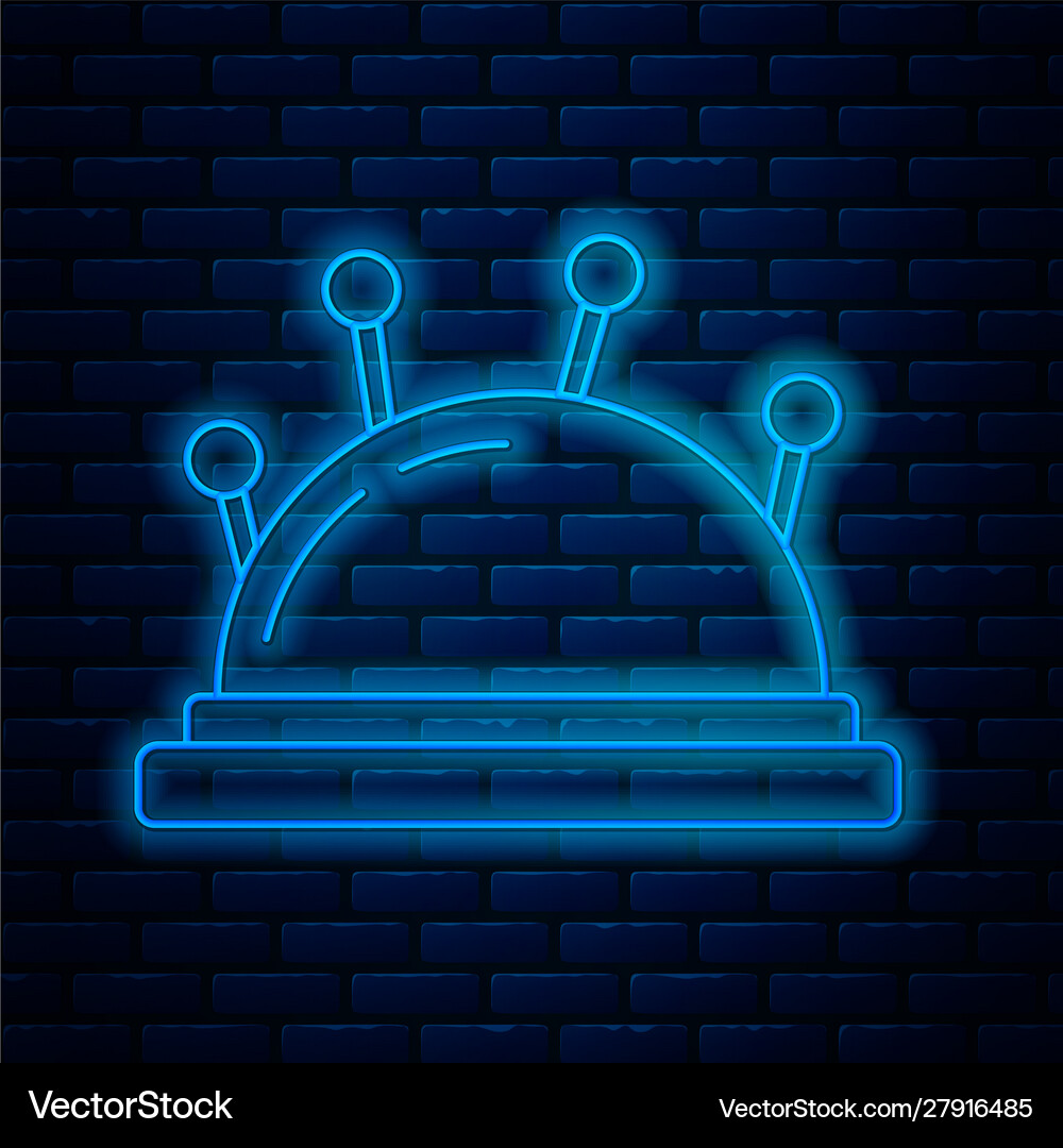 Glowing neon line needle bed and needles icon Vector Image