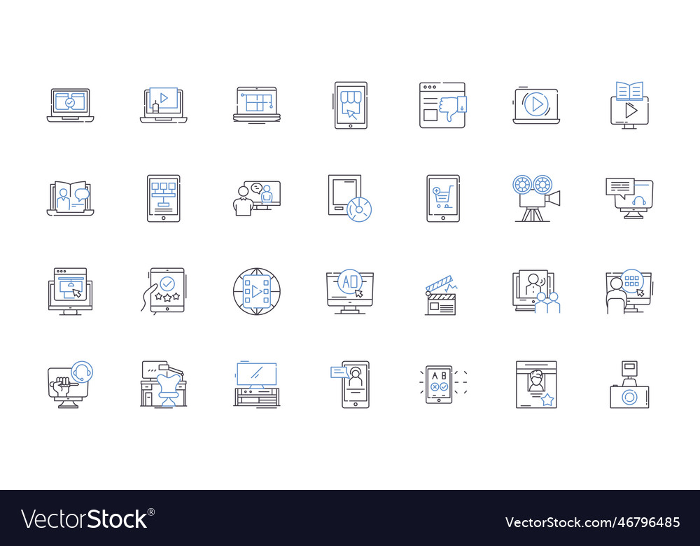 Graphics design line icons collection typography Vector Image