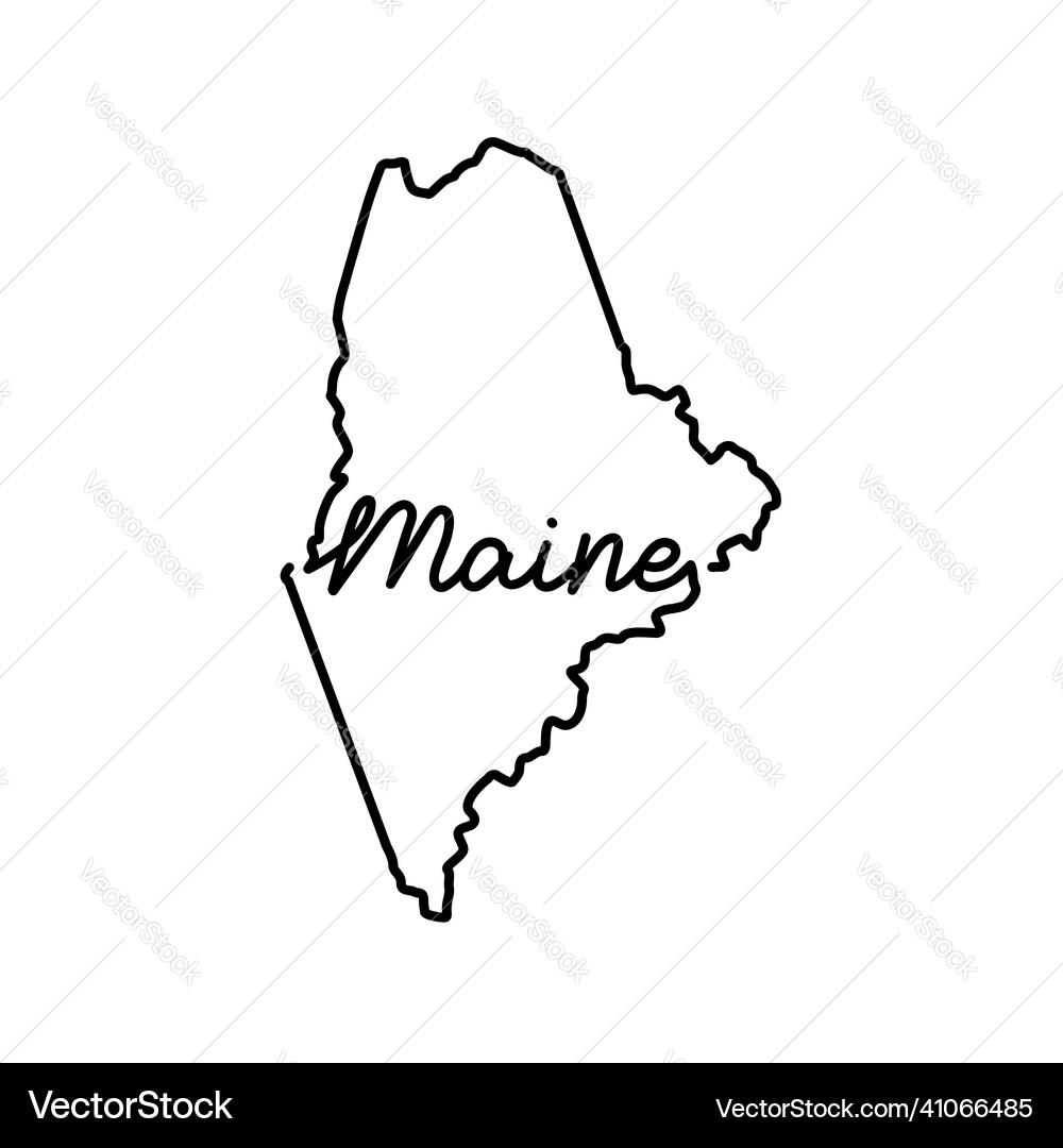 Maine us state outline map with the handwritten Vector Image