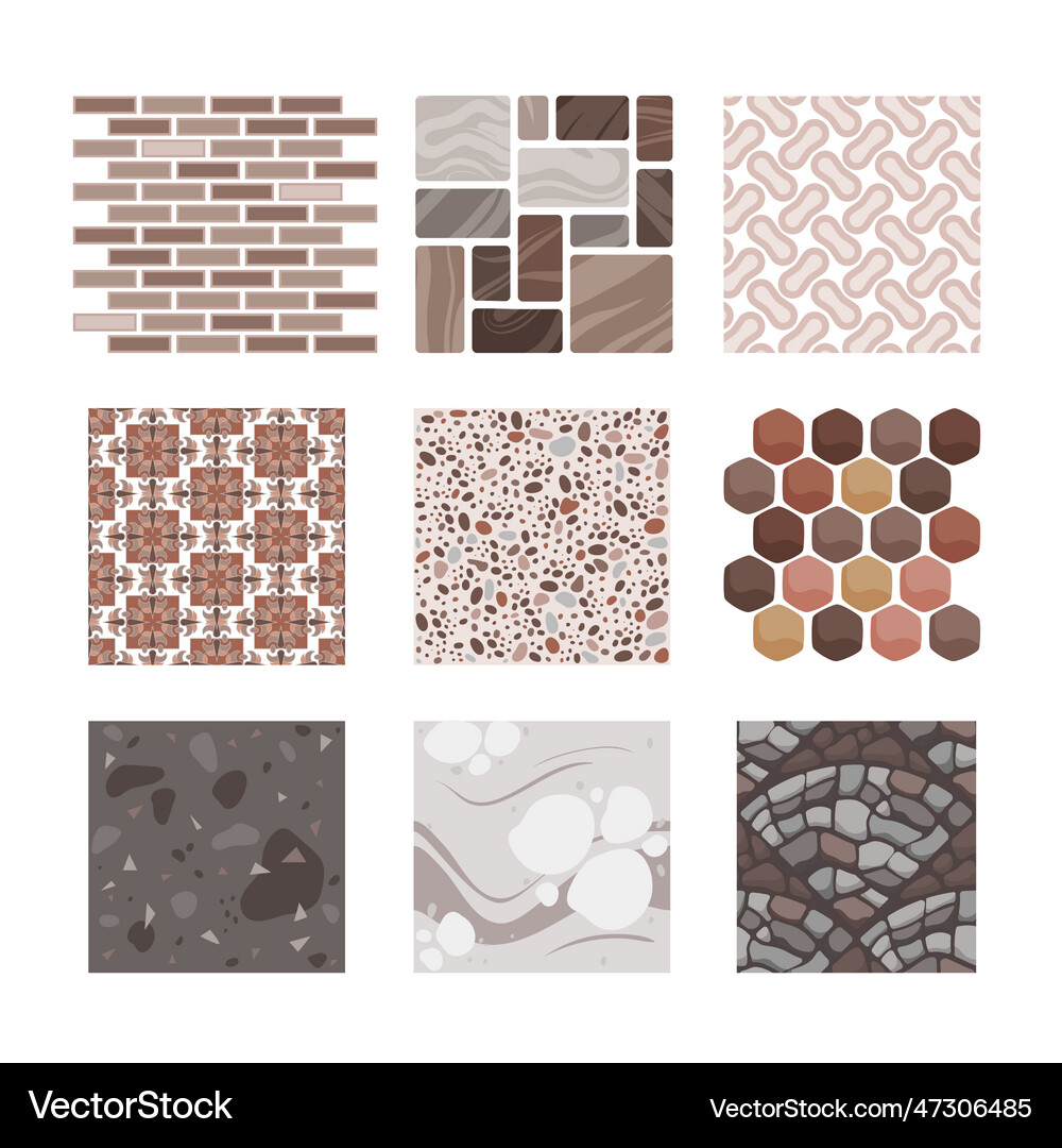 Pavement textures set top view of paved sidewalk Vector Image