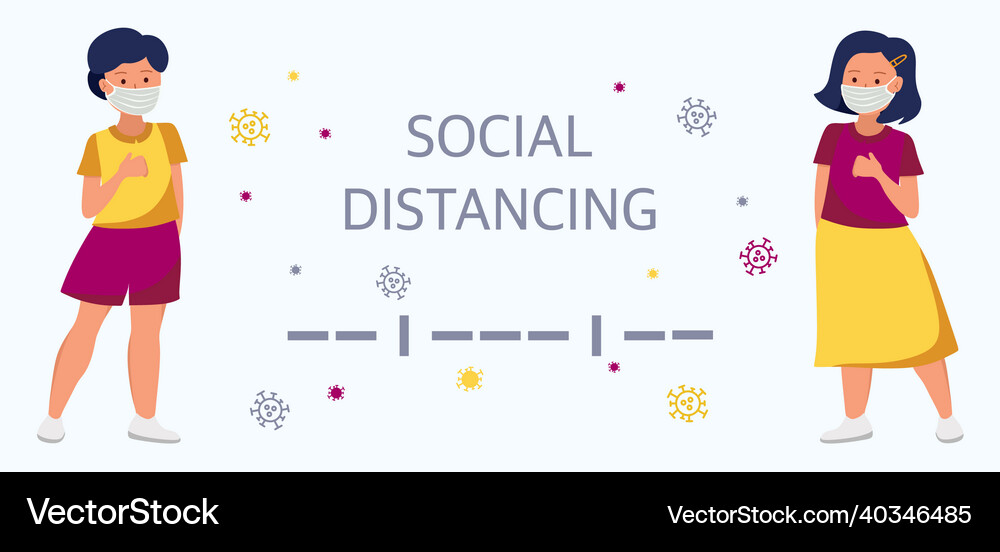 Social distance keep a in society Royalty Free Vector Image