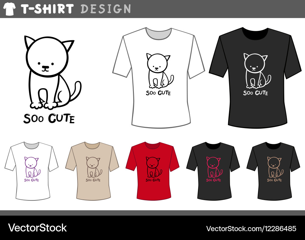 T shirt design with cute cat Royalty Free Vector Image