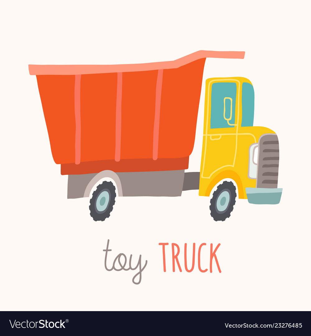 Toy truck flash card kids wall art first word Vector Image