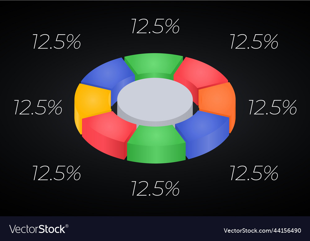 3d donut chart infographic concept with eight Vector Image