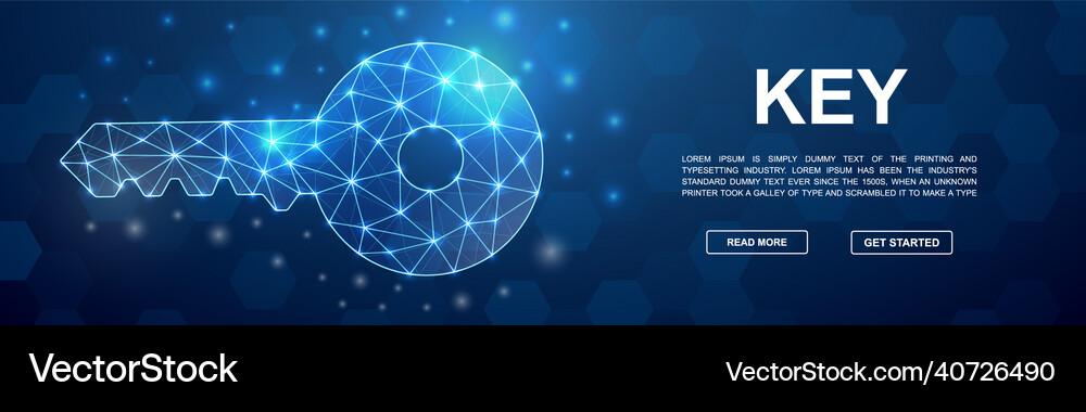 3d key low poly symbol for blue head promotion Vector Image