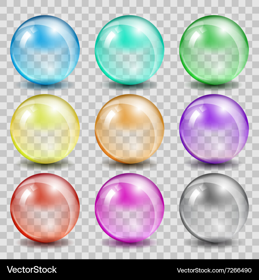 Abstract glass color spheres on transparent Vector Image