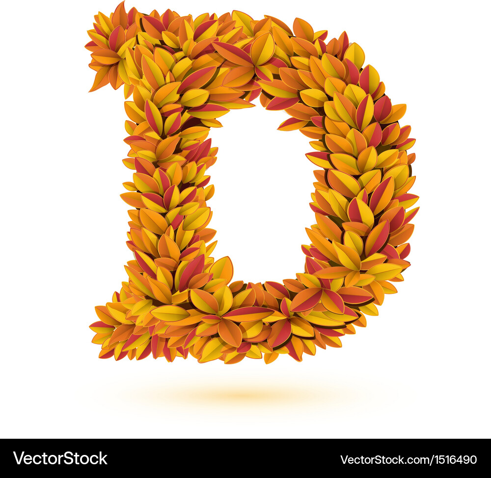 Autumn fall bright orange leaves letter Royalty Free Vector