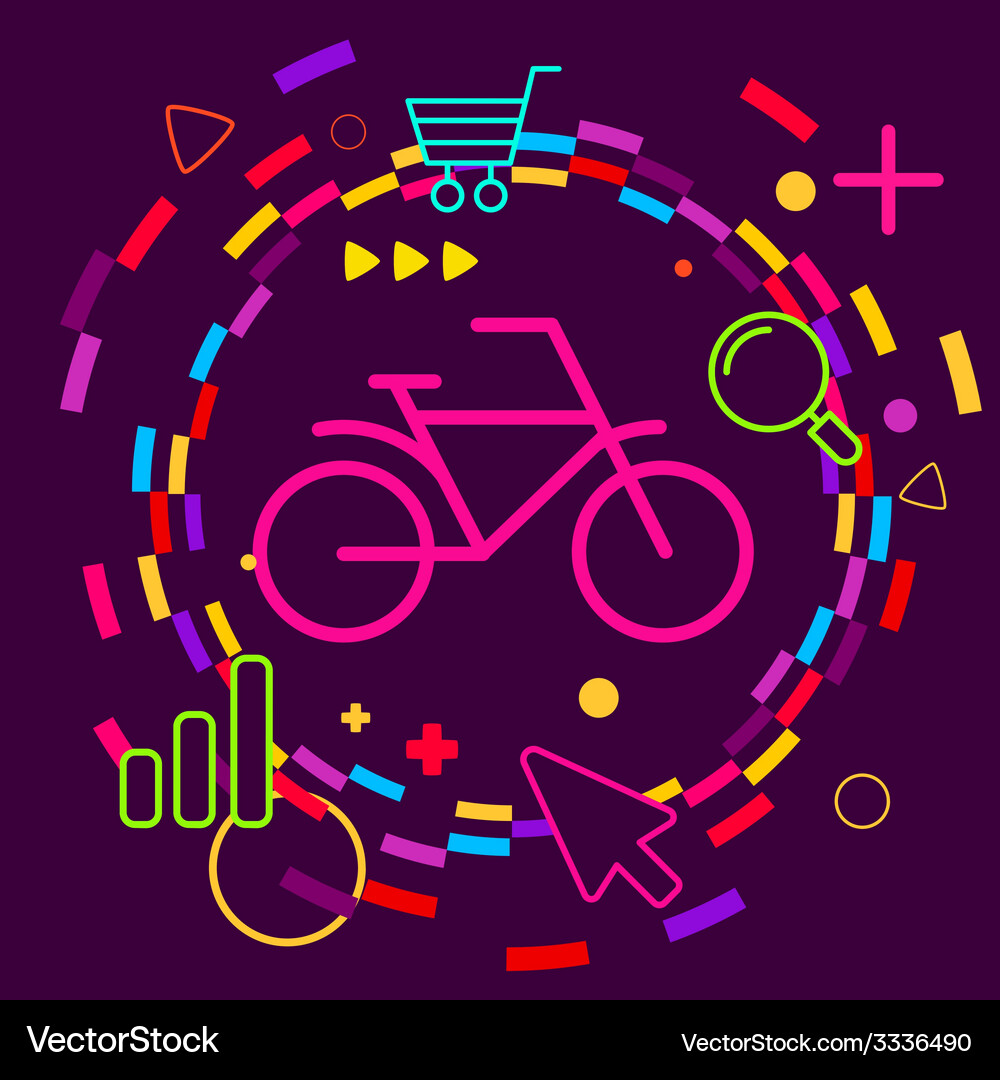 Bicycle on abstract colorful geometric dark Vector Image