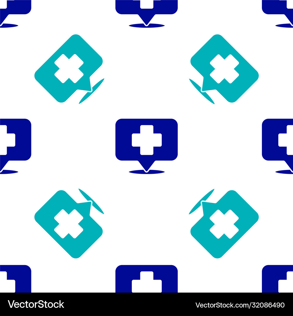 Blue medical map pointer with cross hospital icon Vector Image