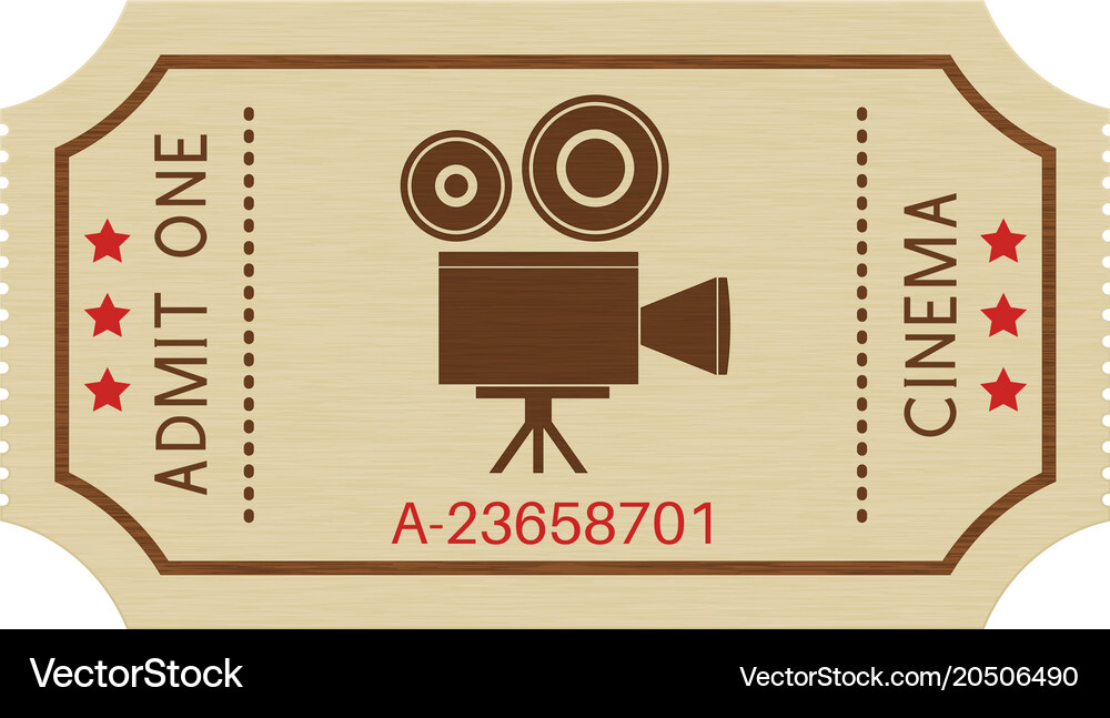 Cinema paper ticket old retro styled Royalty Free Vector