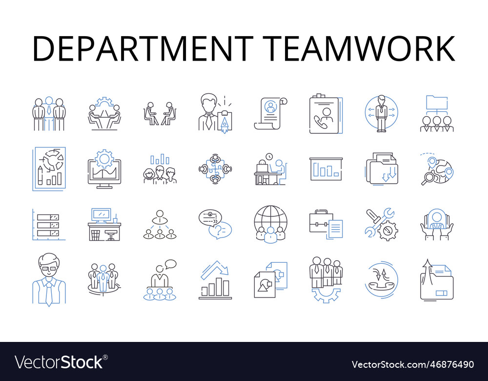 Department teamwork line icons collection group Vector Image Department teamwork line icons collection group Vector Image