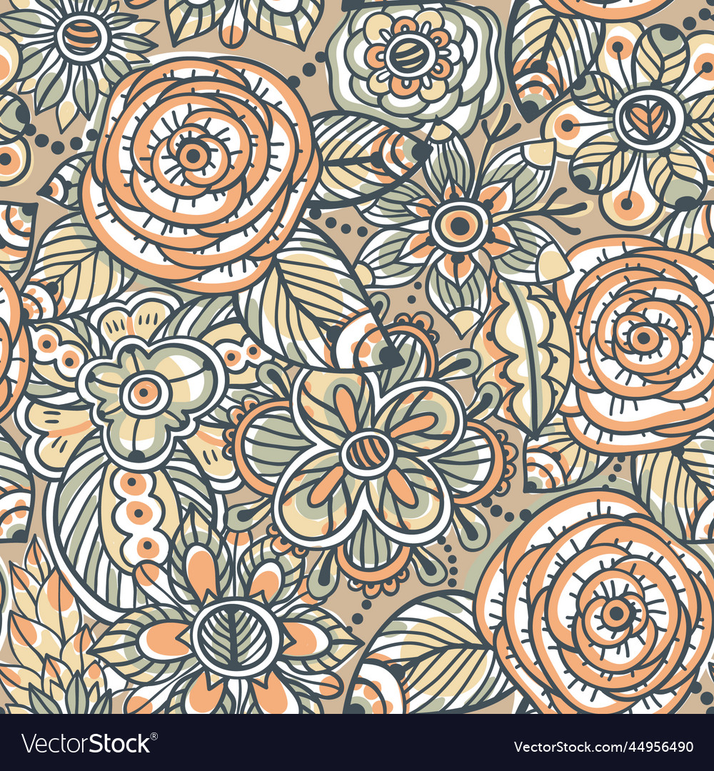 Floral Seamless Pattern With Abstract Roses Vector Image