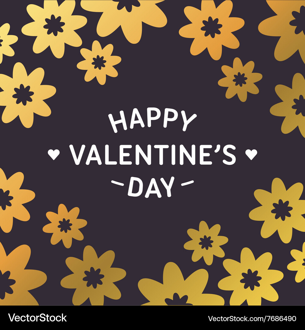 Golden Decorative Floral Background Happy Vector Image