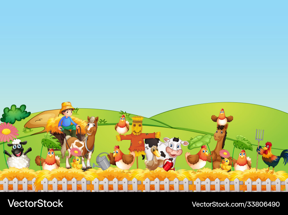 Happy animals at farm Royalty Free Vector Image