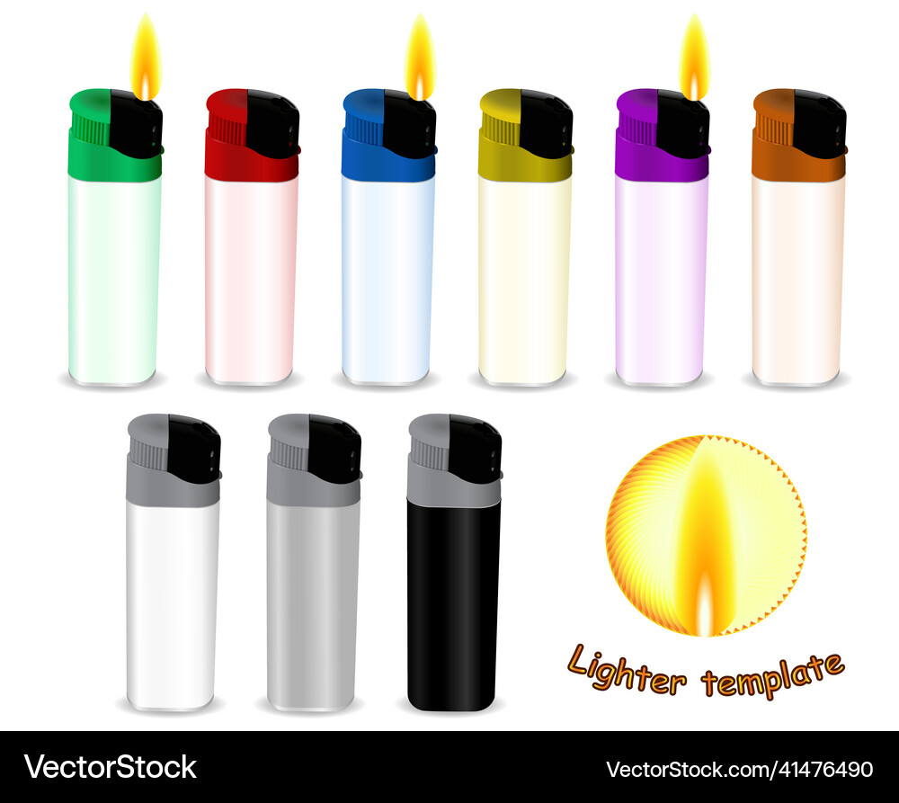 Isolated lighters gas pocket lighters realistic Vector Image