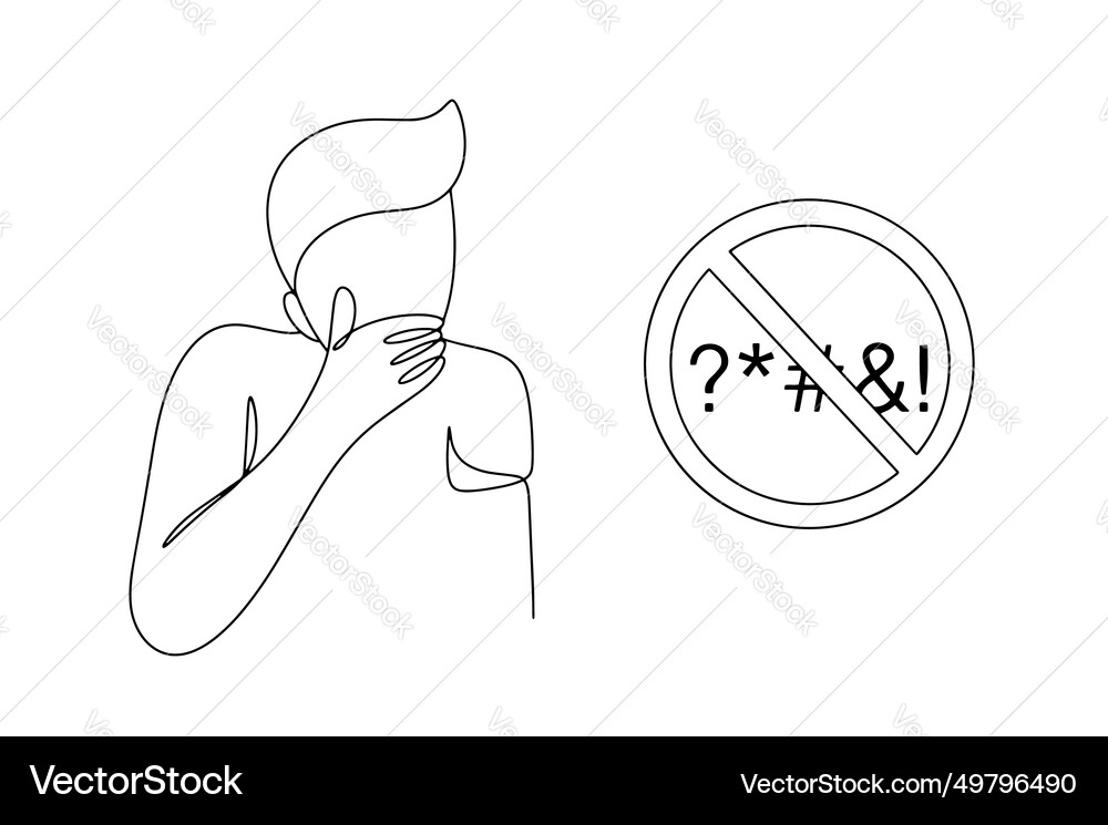 Man profanity one line Royalty Free Vector Image
