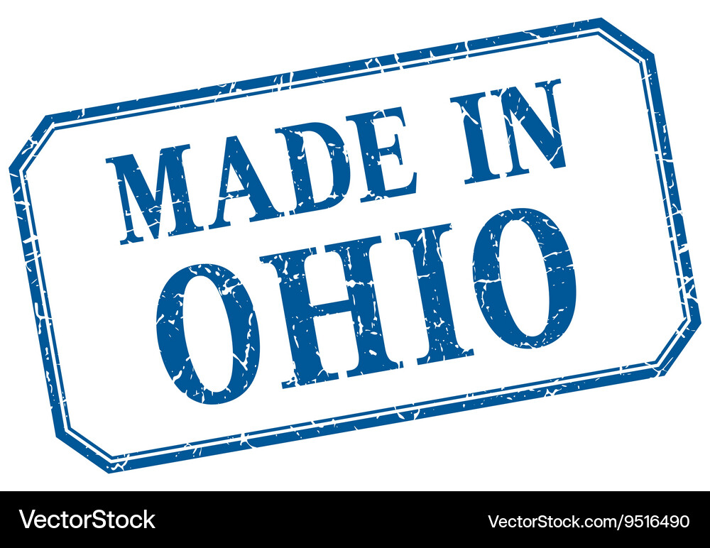 Ohio - made in blue vintage isolated label Vector Image