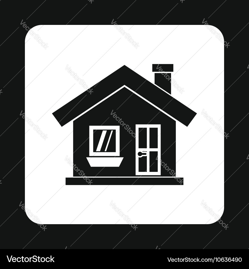 One storey house with a chimney icon simple style Vector Image